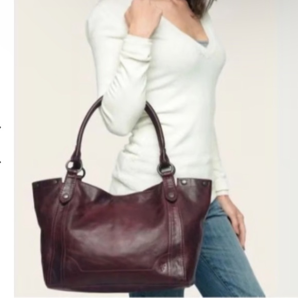 Frye | Bags | Frye Melissa Shoulder Bag Tote Merlot Wine Pull Up ...